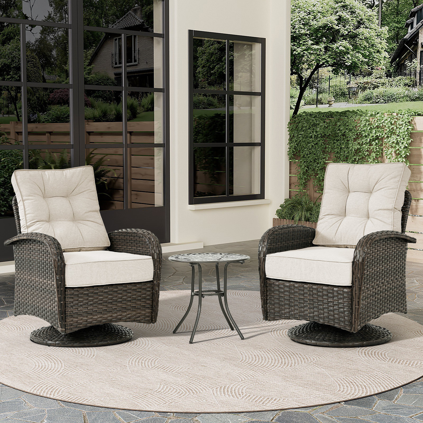 Winston Porter Wicker / Rattan 2 - Person Outdoor Seating Group Swivel ...