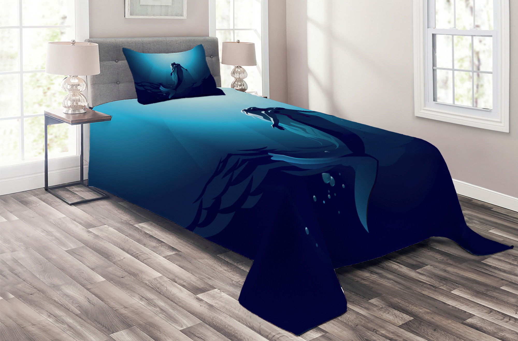 Ambesonne Dark Blue Microfiber Coverlet / Bedspread Set | Wayfair