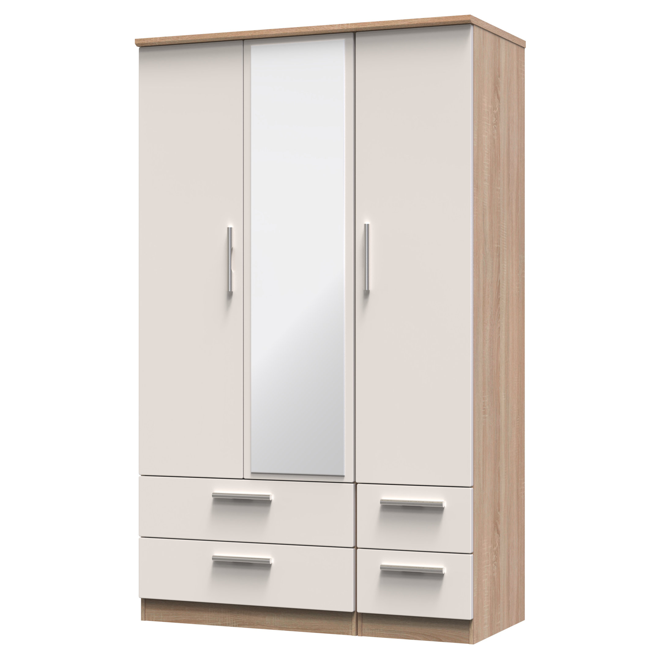 Latitude Run Borgeson Triple 4 Drawer Mirror Wardrobe in Kashmir Gloss ...