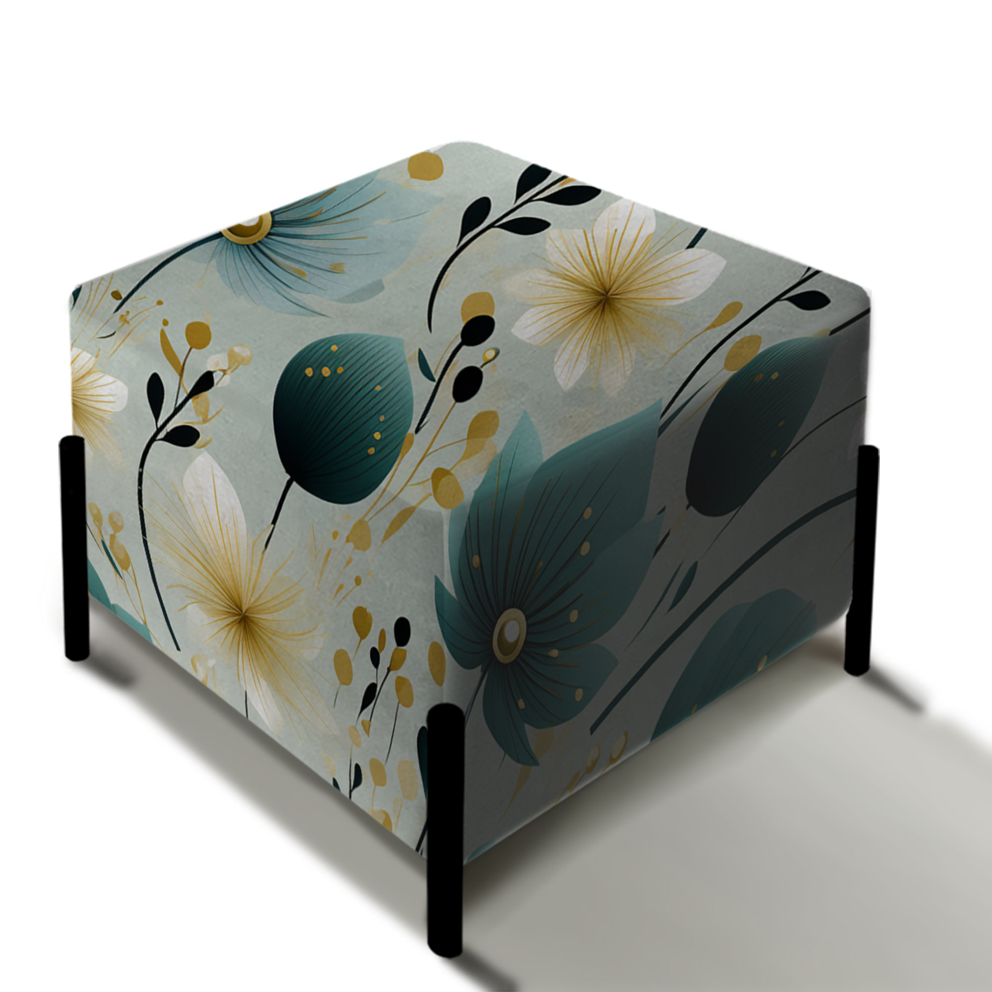 Design Art Teal & Ivory Coastal Elegance Floral Pattern I - Floral ...