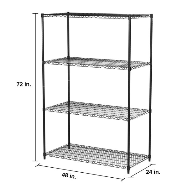 TRINITY Black 4-Tier NSF Steel Wire Shelving Unit (48 in. W x 72 in. H ...