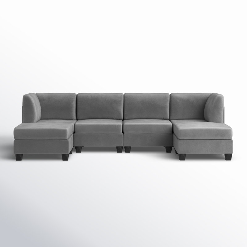 Wade Logan® Atherine 120" Wide Modular Corner Sectional with Ottoman ...