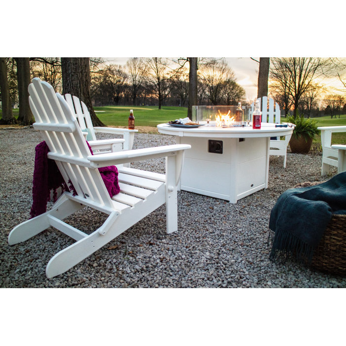 POLYWOOD® Classic Folding Adirondack 6-Piece Conversation Set with Fire ...