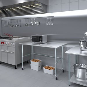 Amgood Stainless Steel Open Base Work Table with Wheels & Reviews | Wayfair