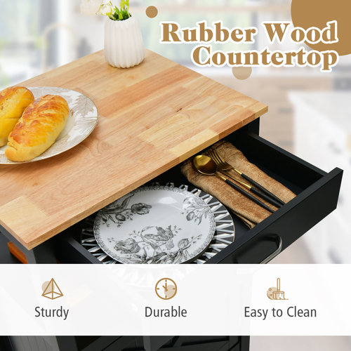 August Grove® Ariahna Solid Wood Kitchen Cart | Wayfair