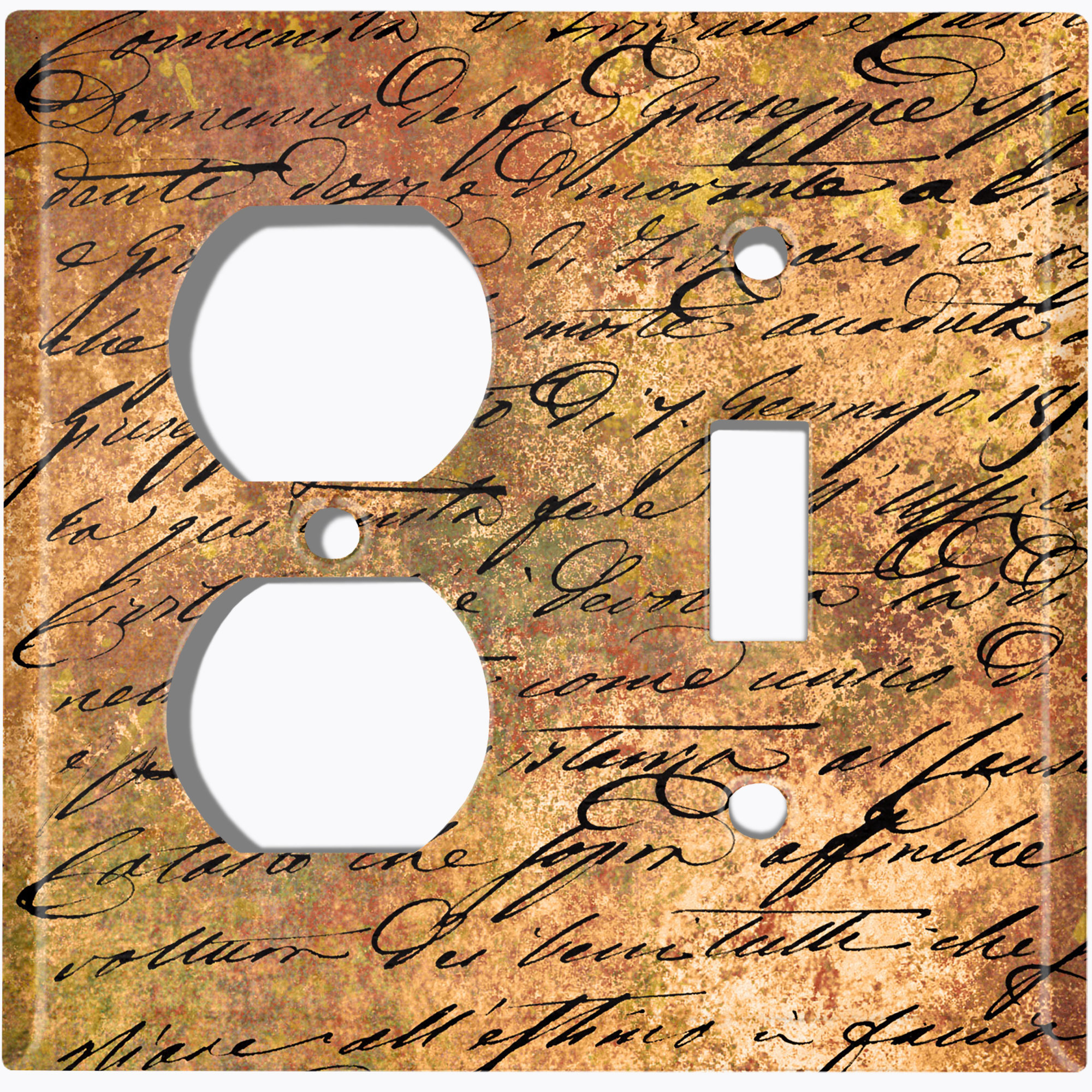 WorldAcc Metal Light Switch Plate Outlet Cover (Orange Tan Letter ...