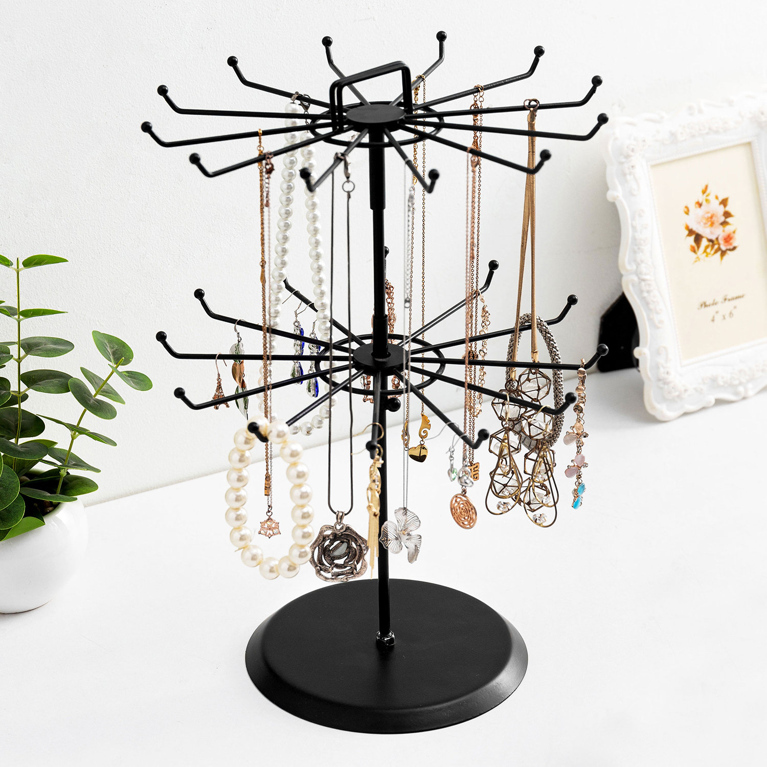 MyGift Rotating Jewelry Display Stand 24 Hooks | Wayfair