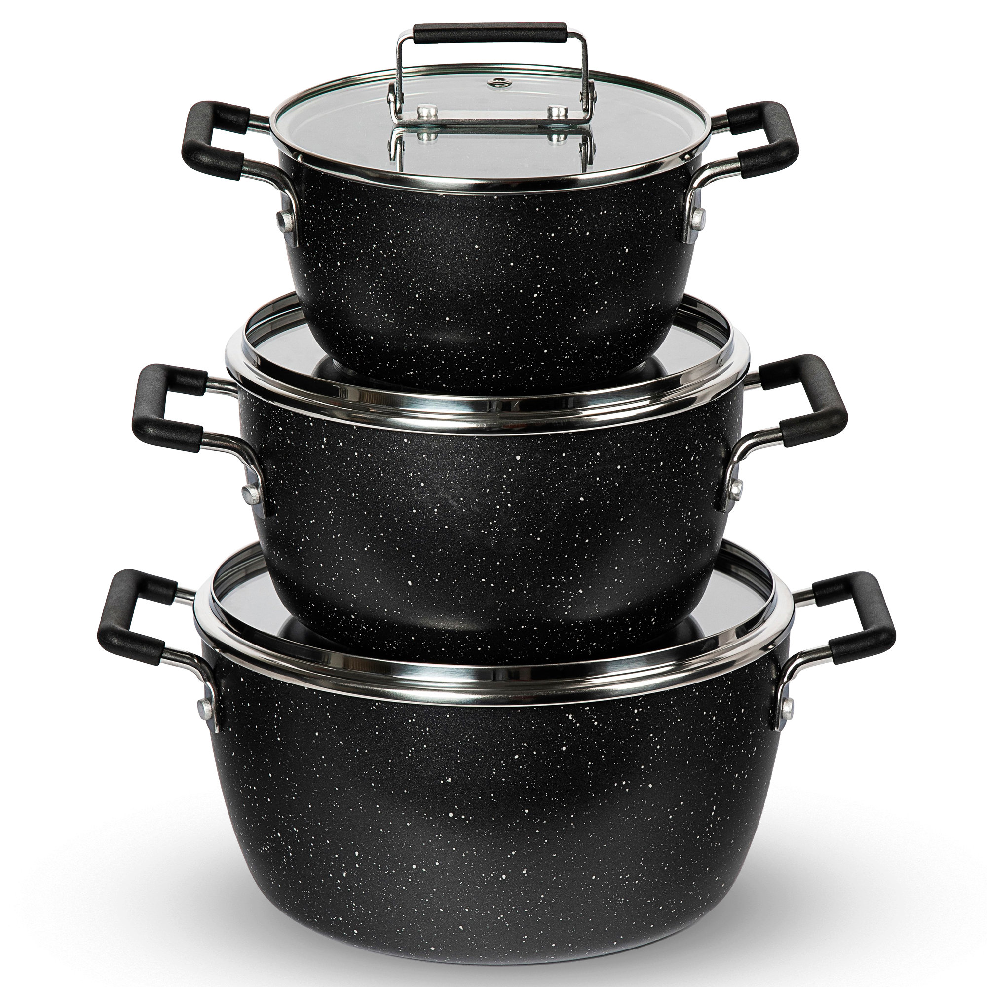 Granitestone 6 Piece Stackable Nonstick Nesting Pots with Lids ...