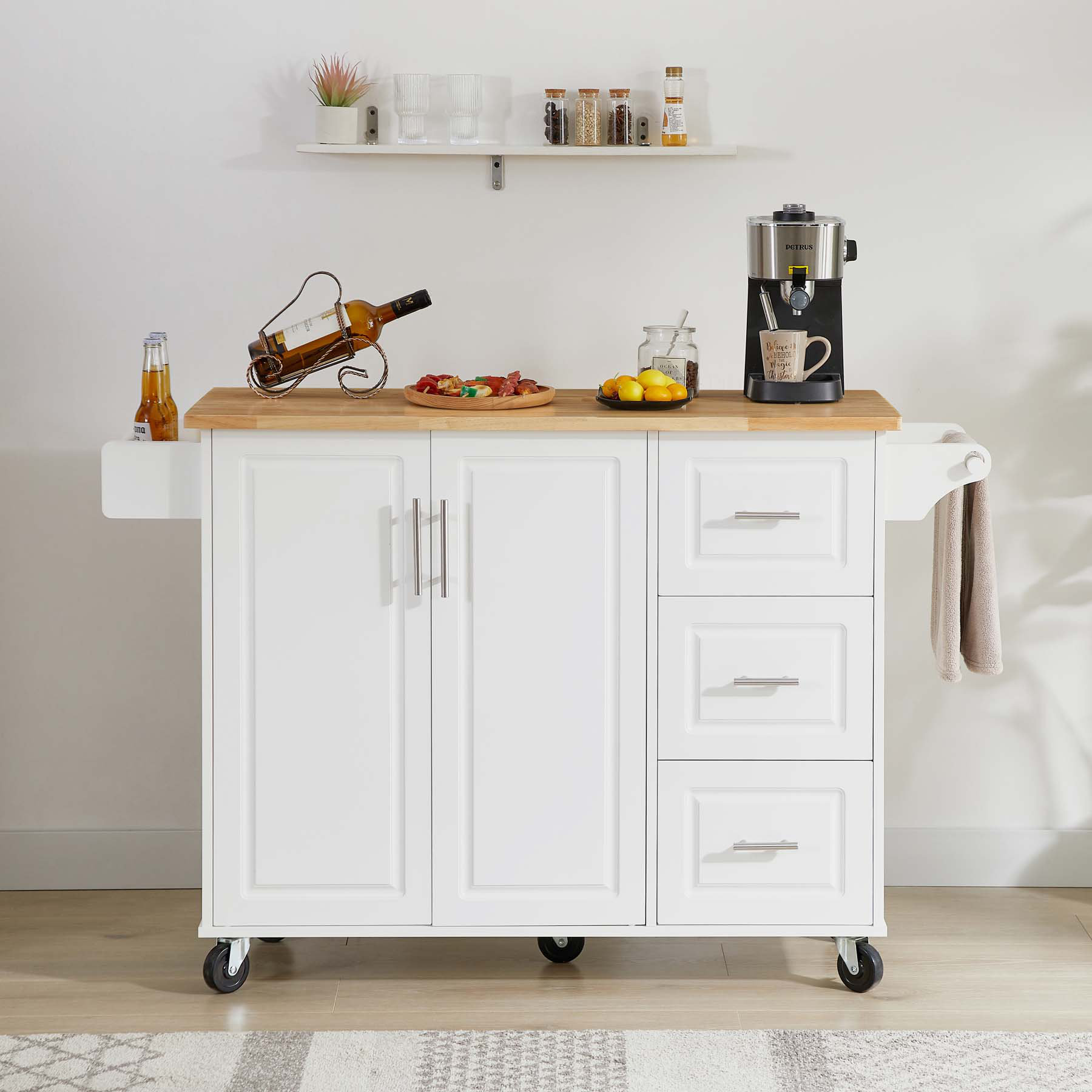Lark Manor™ Versatile Rolling Kitchen Island with Multiple Storage ...