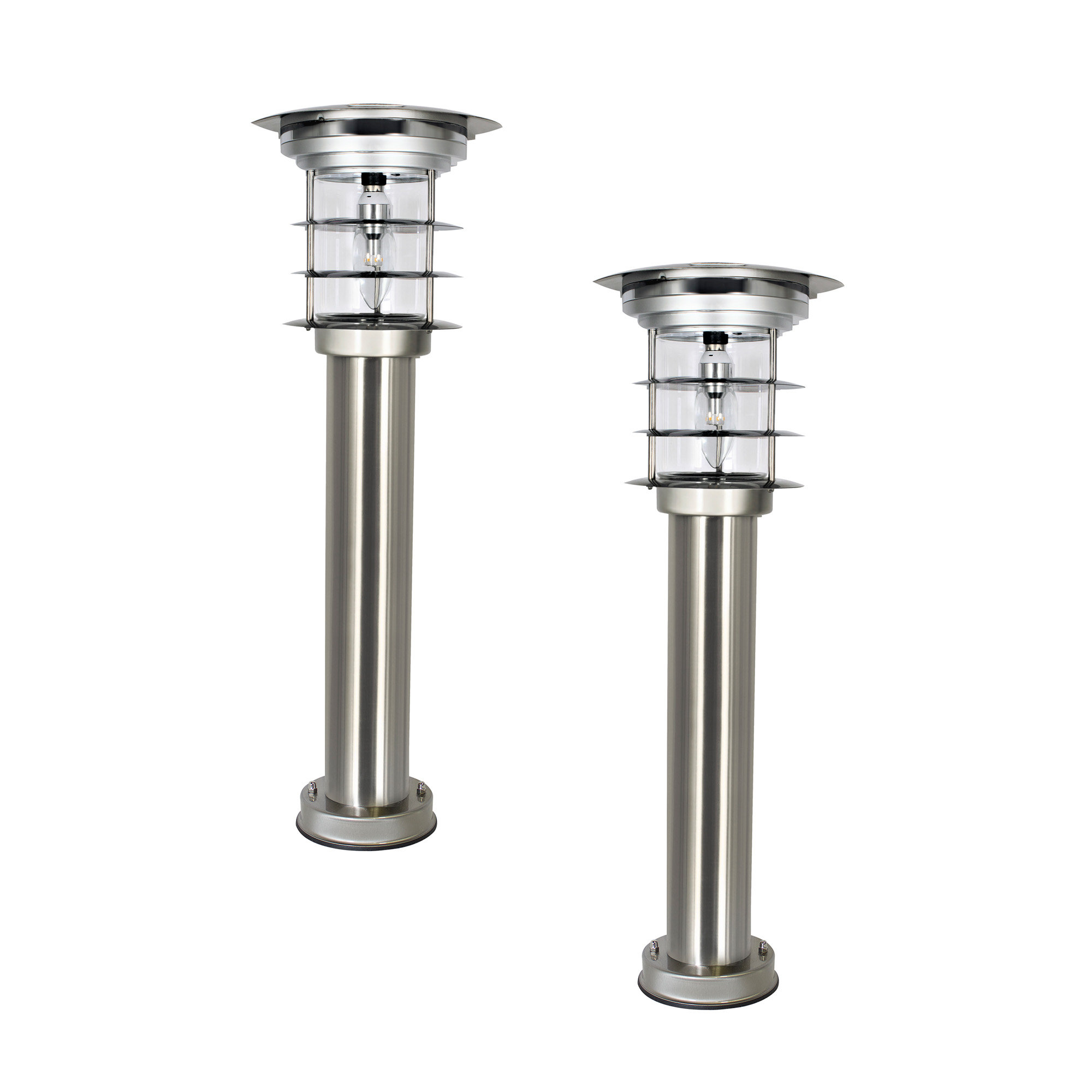 Gama Sonic Stainless Steel Solar Bollard LED Pathway Landscape Light ...