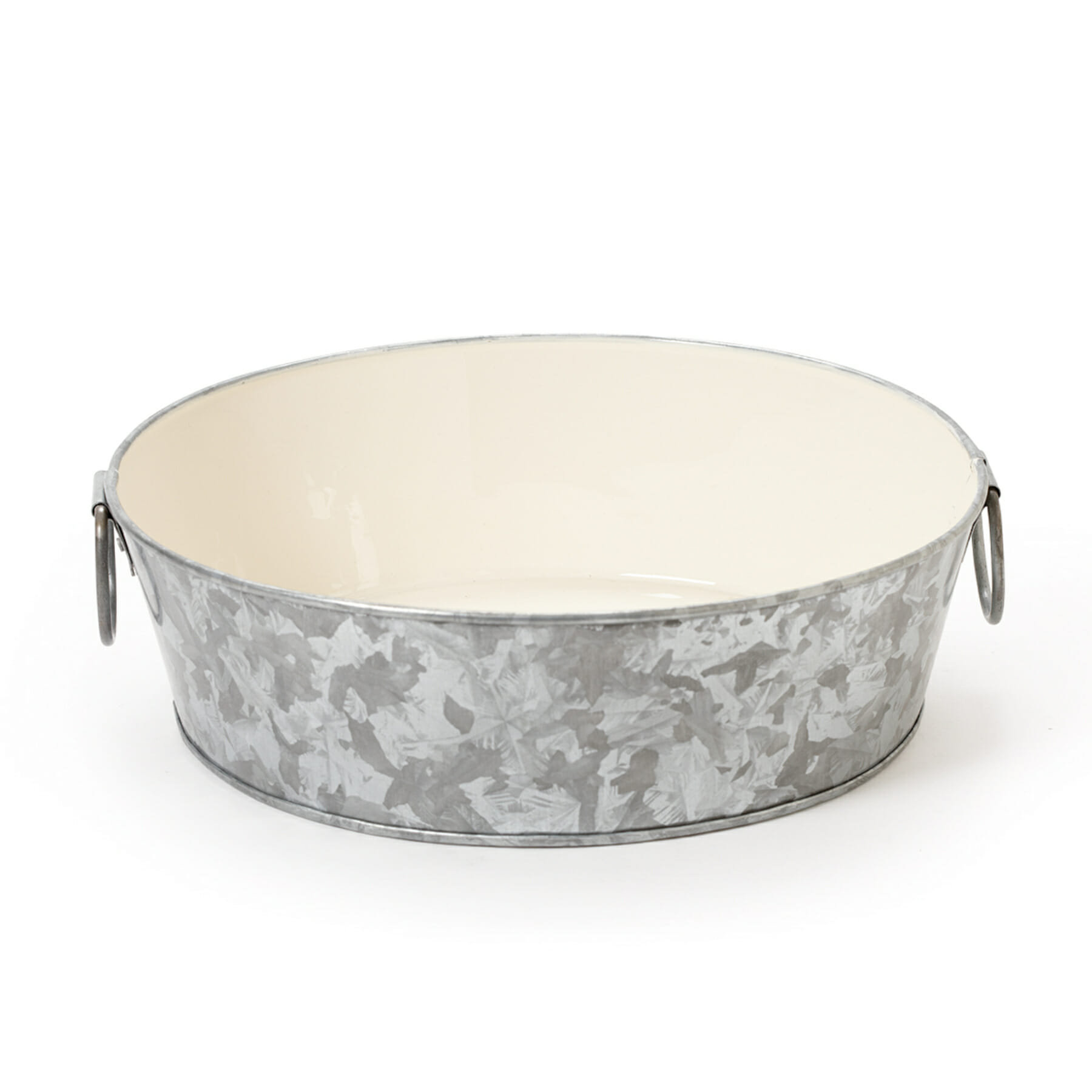 G.E.T. GT-109-GG/IV – 9" Dia. Round Galvanized Tray With Ivory Powder ...