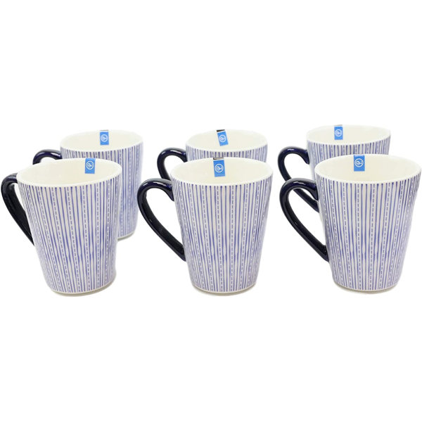 Hokku Designs Ebros Set Of 6 Eleanor Blue And White Linear Patterns ...