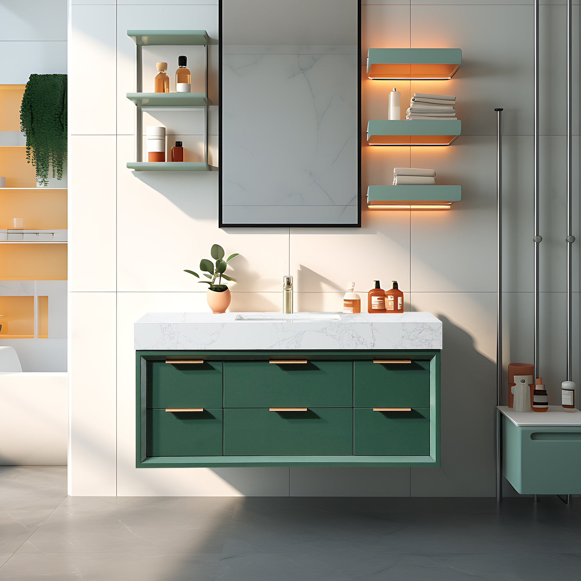 Everly Quinn Lumino 48'' Modern Wall Mounted Single Bathroom Vanity ...