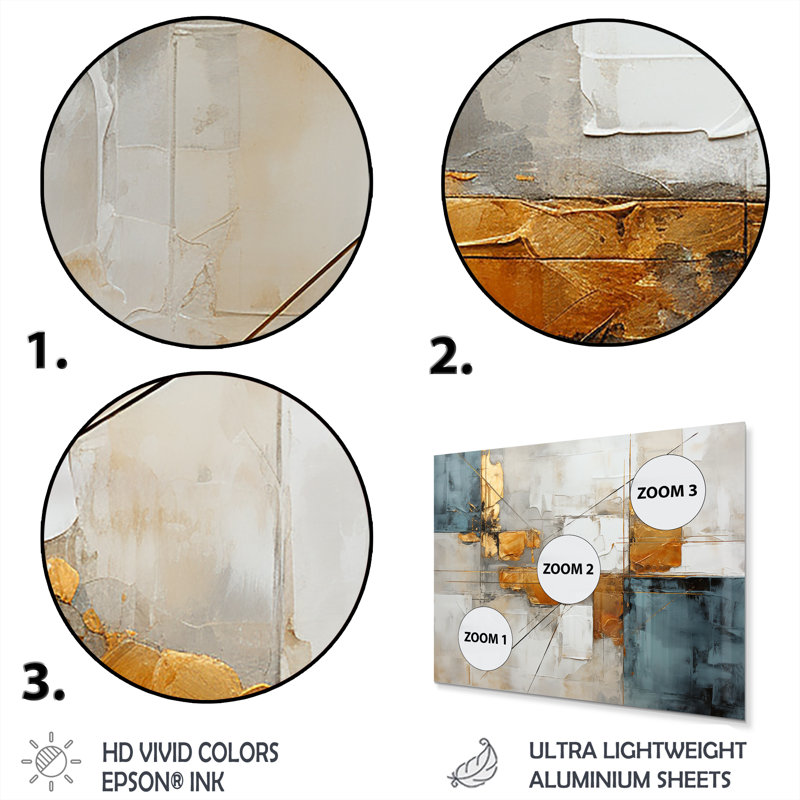 Ivy Bronx Gold Grey Gleaming Geometry IV - Abstract Collages Metal Wall ...