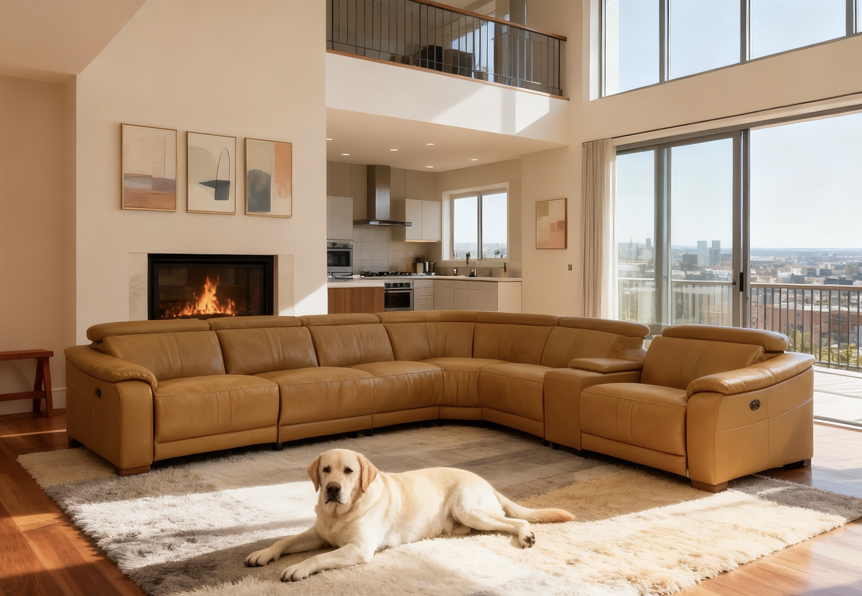Wade Logan® Ayshea 119.5" Wide Leather Match Reversible Reclining ...
