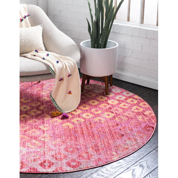 Wrought Studio Kyng Power Loom Pink/Gold Area Rug & Reviews - Wayfair ...