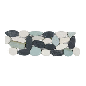 CNK Tile Yukon Natural Stone Listello Mosaic Tile Pebble Design Water ...