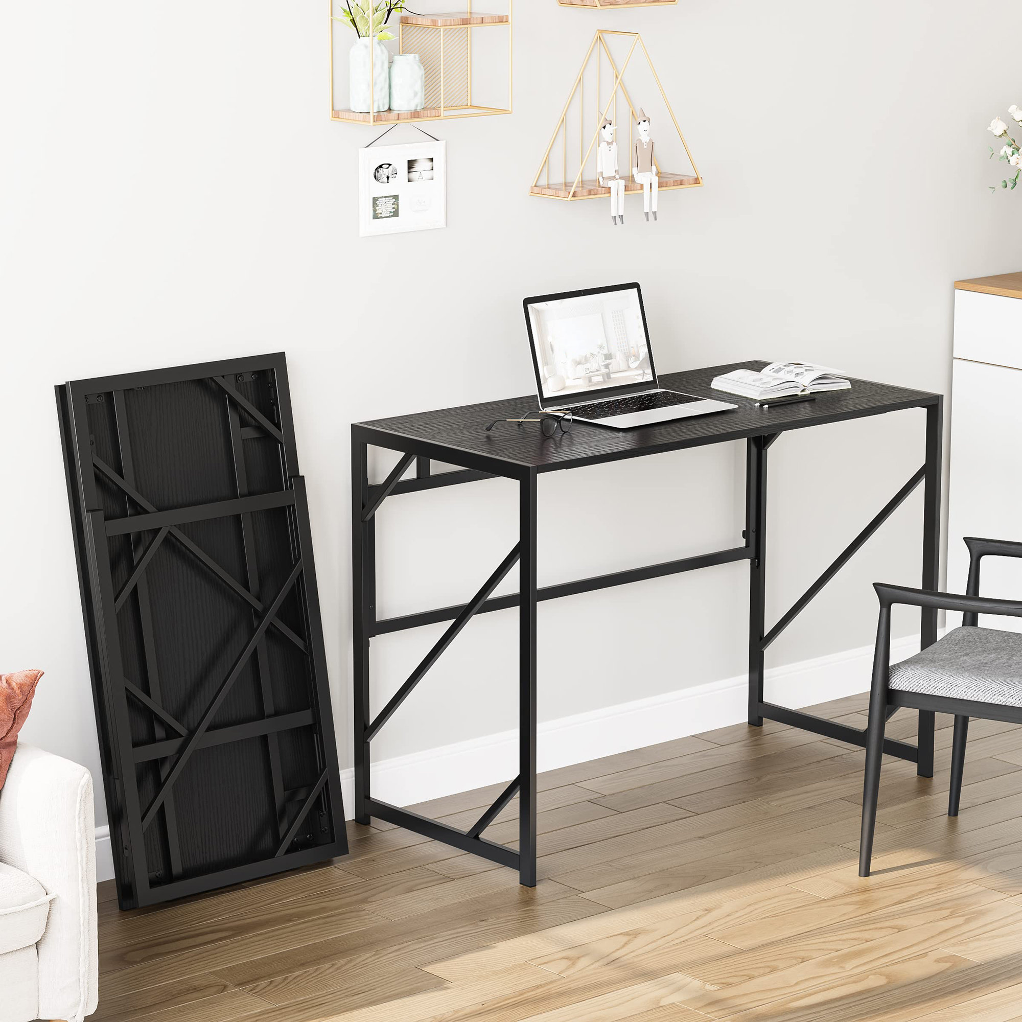 Ebern Designs 40” No Assembly Required Foldable Office Desk | Wayfair