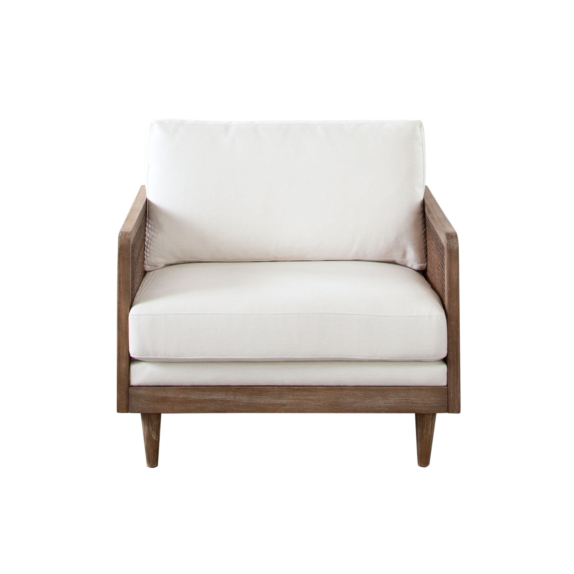 Diamond Sofa Piper Chair In White Linen Fabric W/ Natural Rattan By ...