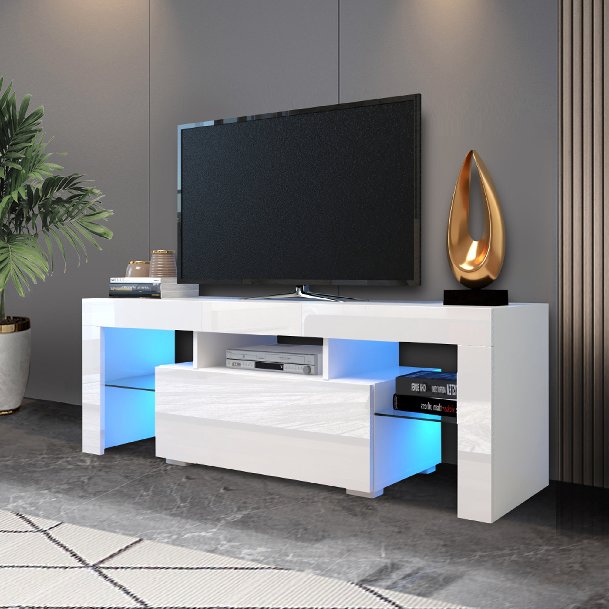 Ivy Bronx Entertainment TV Stand, Large TV Stand TV Base Stand With LED ...