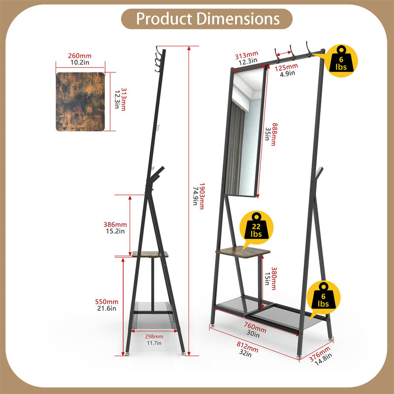 17 Stories Phemia Aluminum Freestanding 3 - Hook Coat Rack | Wayfair