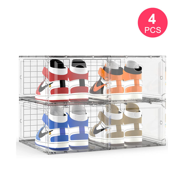 Rebrilliant Waytrim 4 Pair Foldable Stackable Shoe Box & Reviews | Wayfair