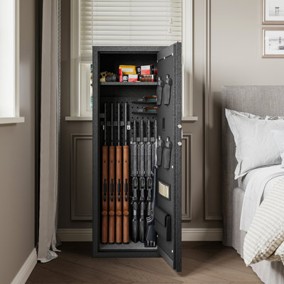 Besafety 12-15 Gun Cabinet, Quick Access Long Gun Safe For Home Rifles ...