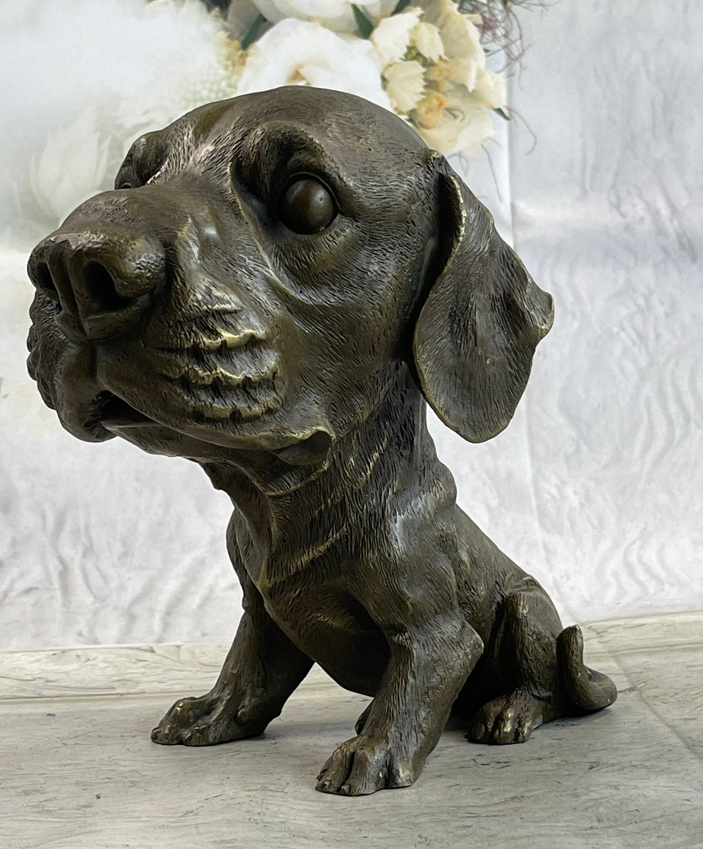 Winston Porter Byford Bobble Head Style Floppy Eared Dog Cute Bronze ...