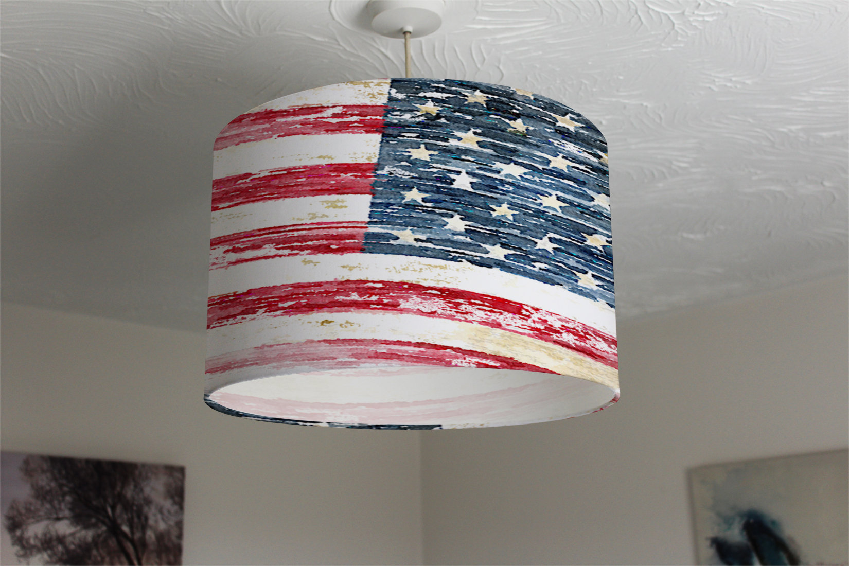 Bloomsbury Market American Grunge Flag Cotton Drum Lamp Shade | Wayfair.ie