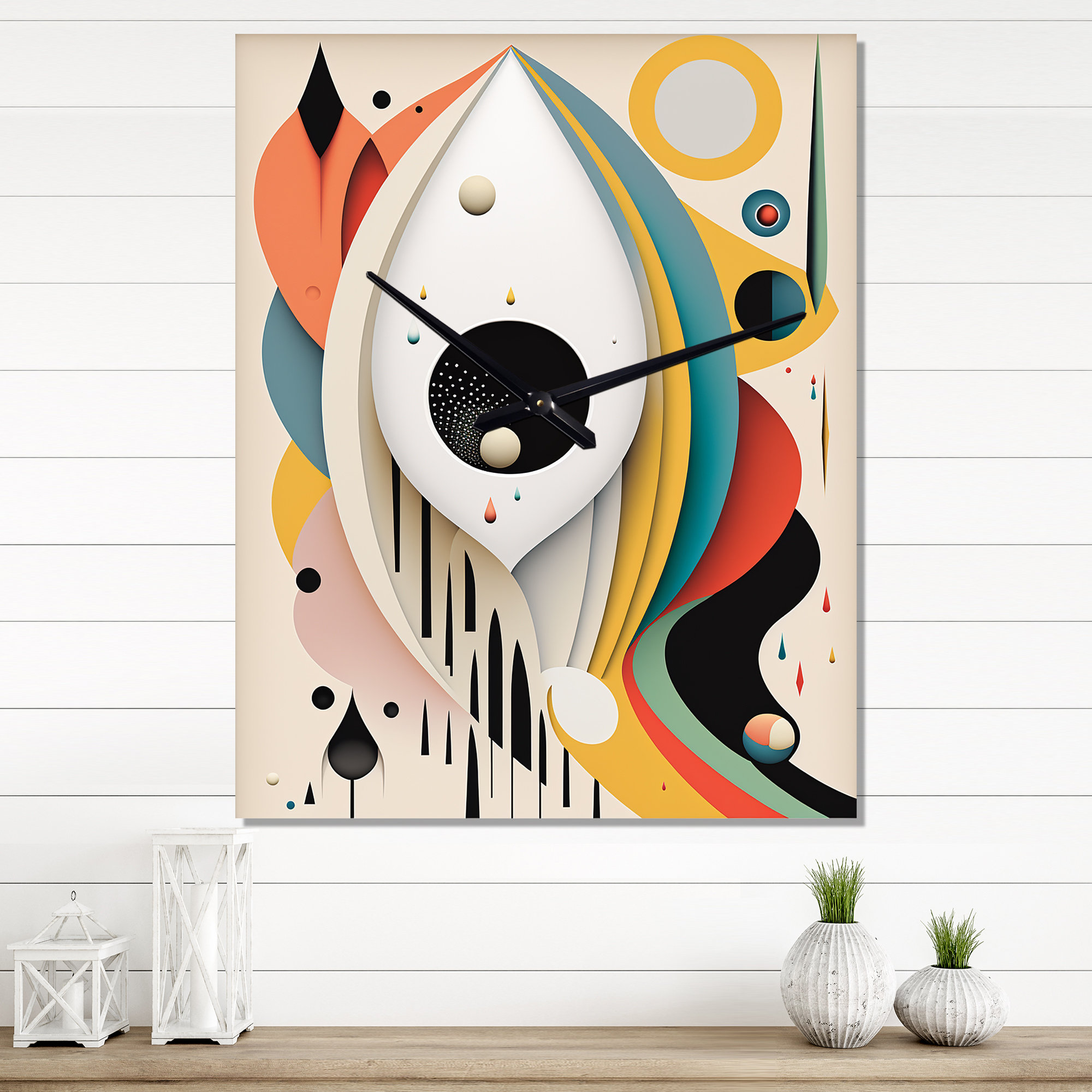 Design Art Rebirth Retro Geometry Of Awakening III - Modern Geometric Very Large Wall Clocks ...