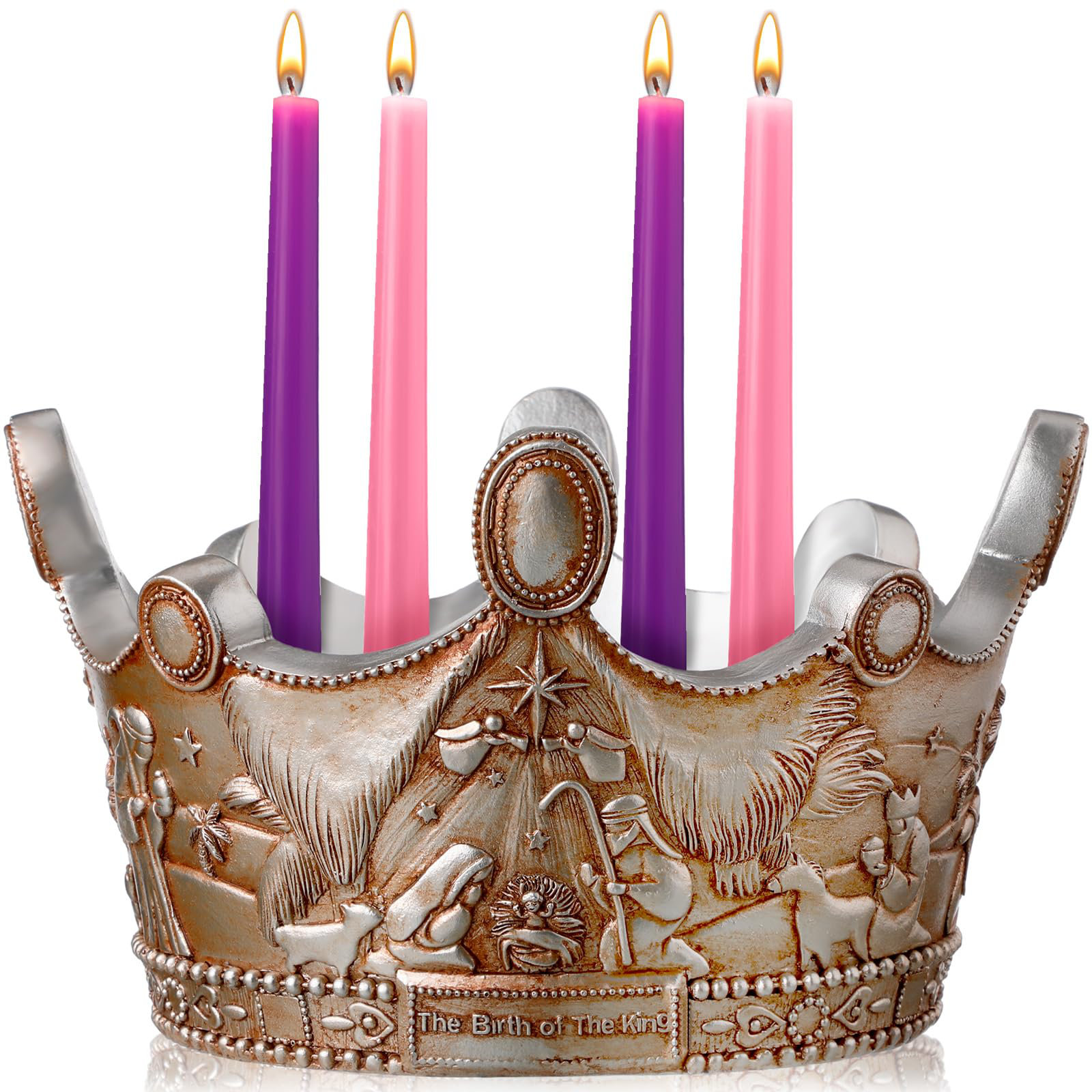 The Holiday Aisle® Nativity Advent Candle Holder 9.4 Inch Advent Wreath ...