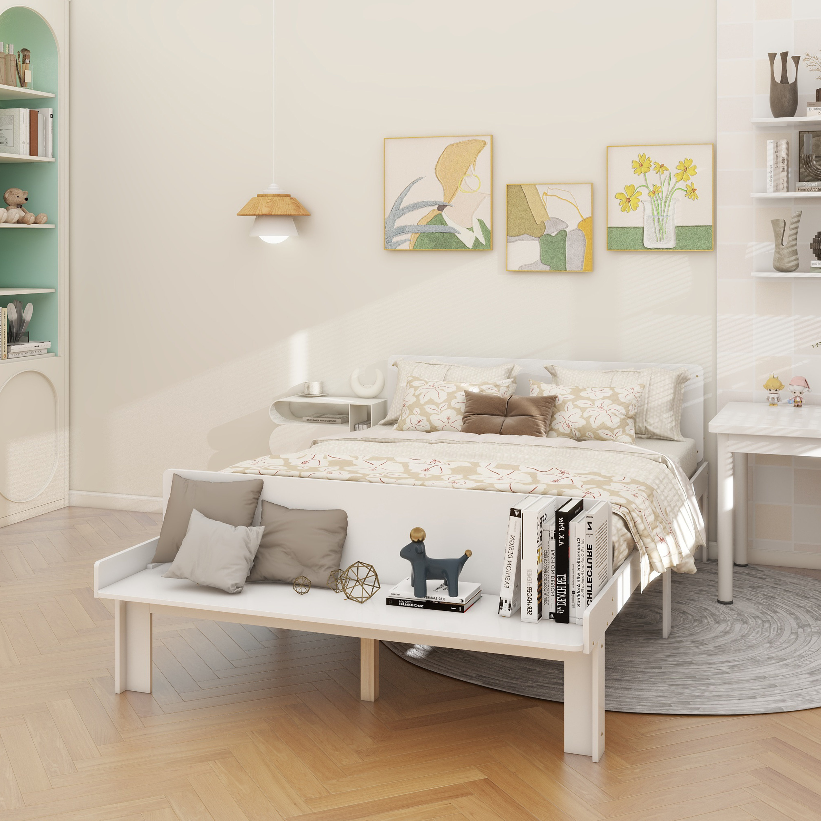 Ebern Designs Full Bed With Footboard Bench | Wayfair