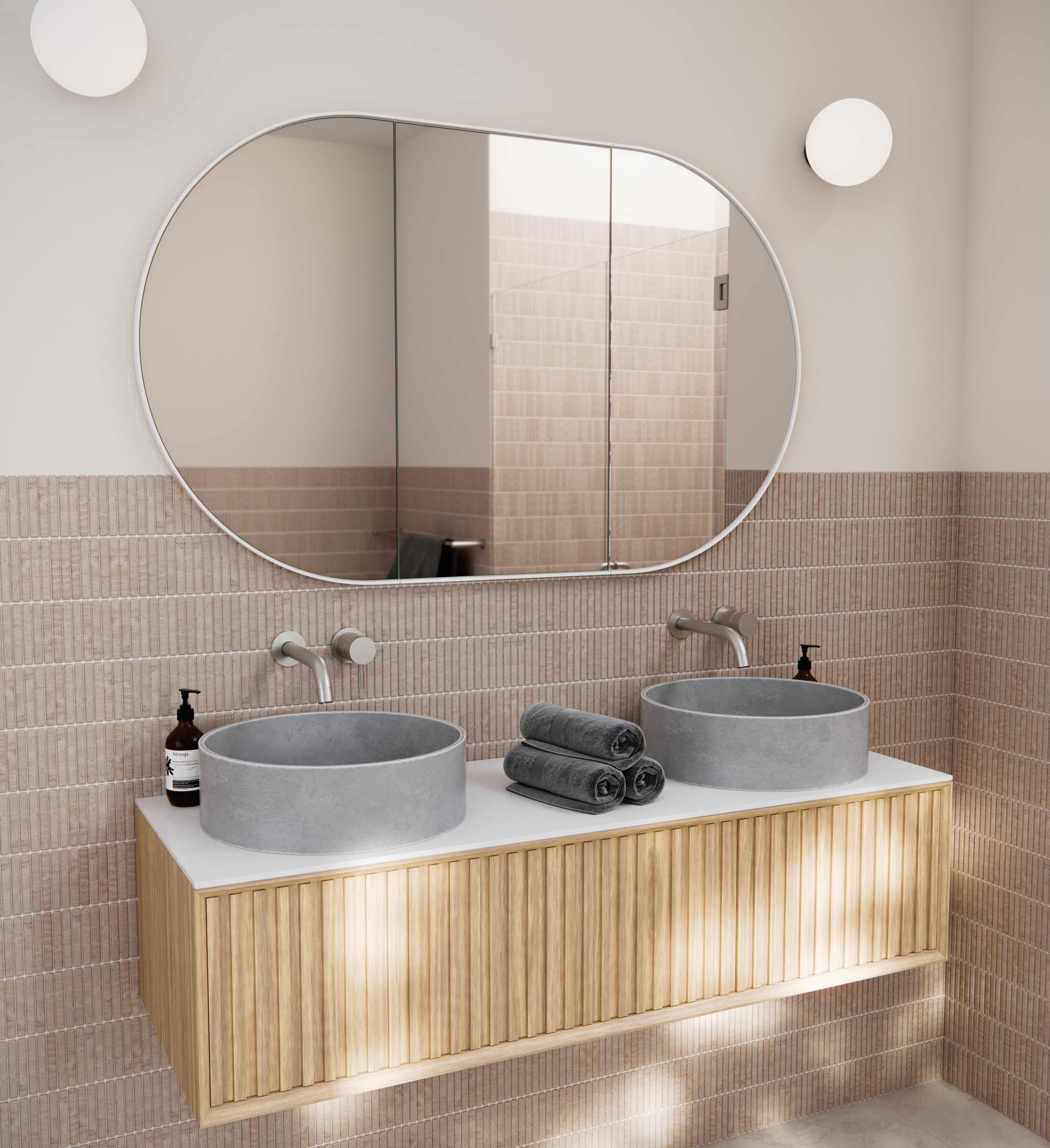 Glass Warehouse Three Door Steel Frame Pill Shape Medicine Cabinet ...