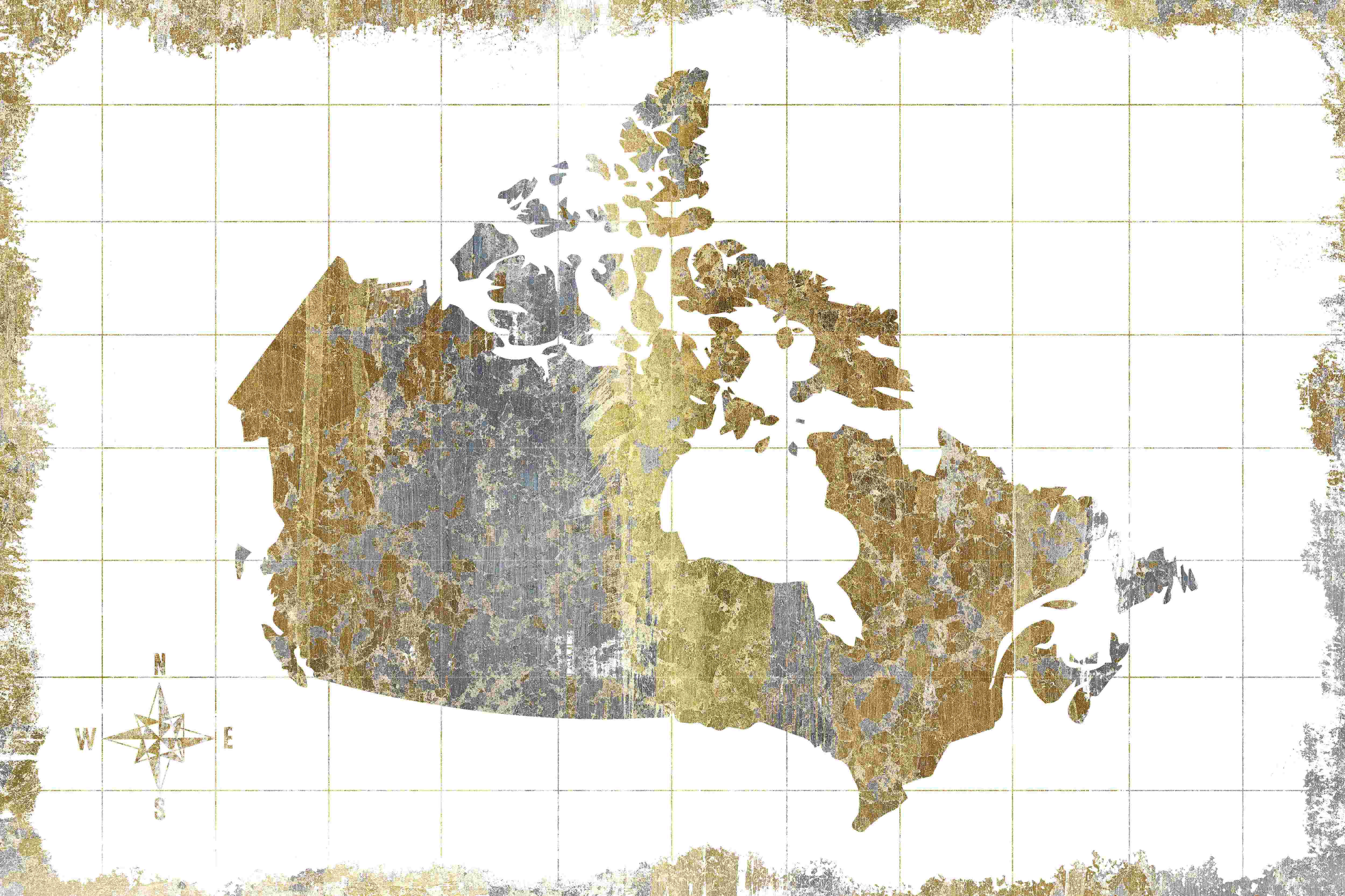 Breakwater Bay Gilded Map Canada - Wrapped Canvas Print | Wayfair