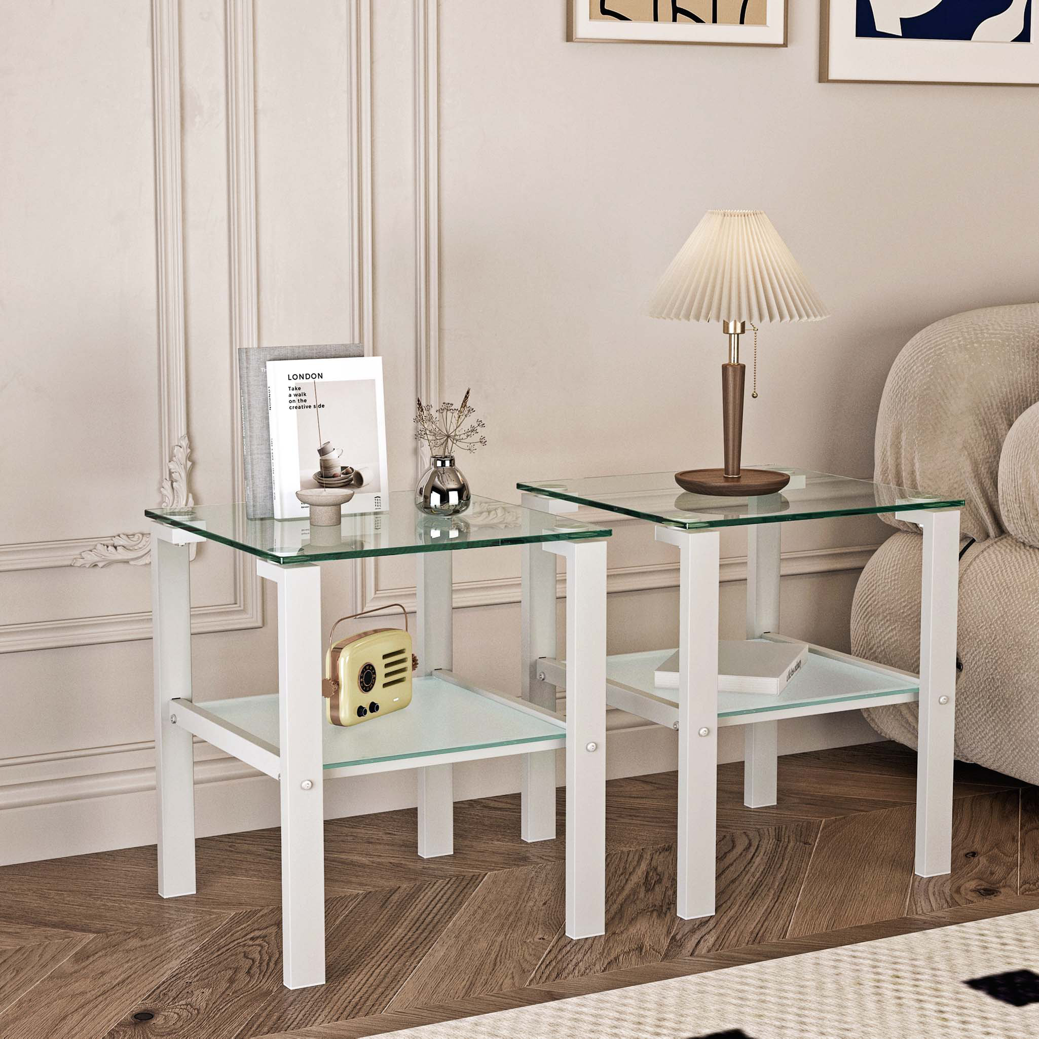 Brayden Studio® Set of 2, Glass two layer tea table, small round table ...