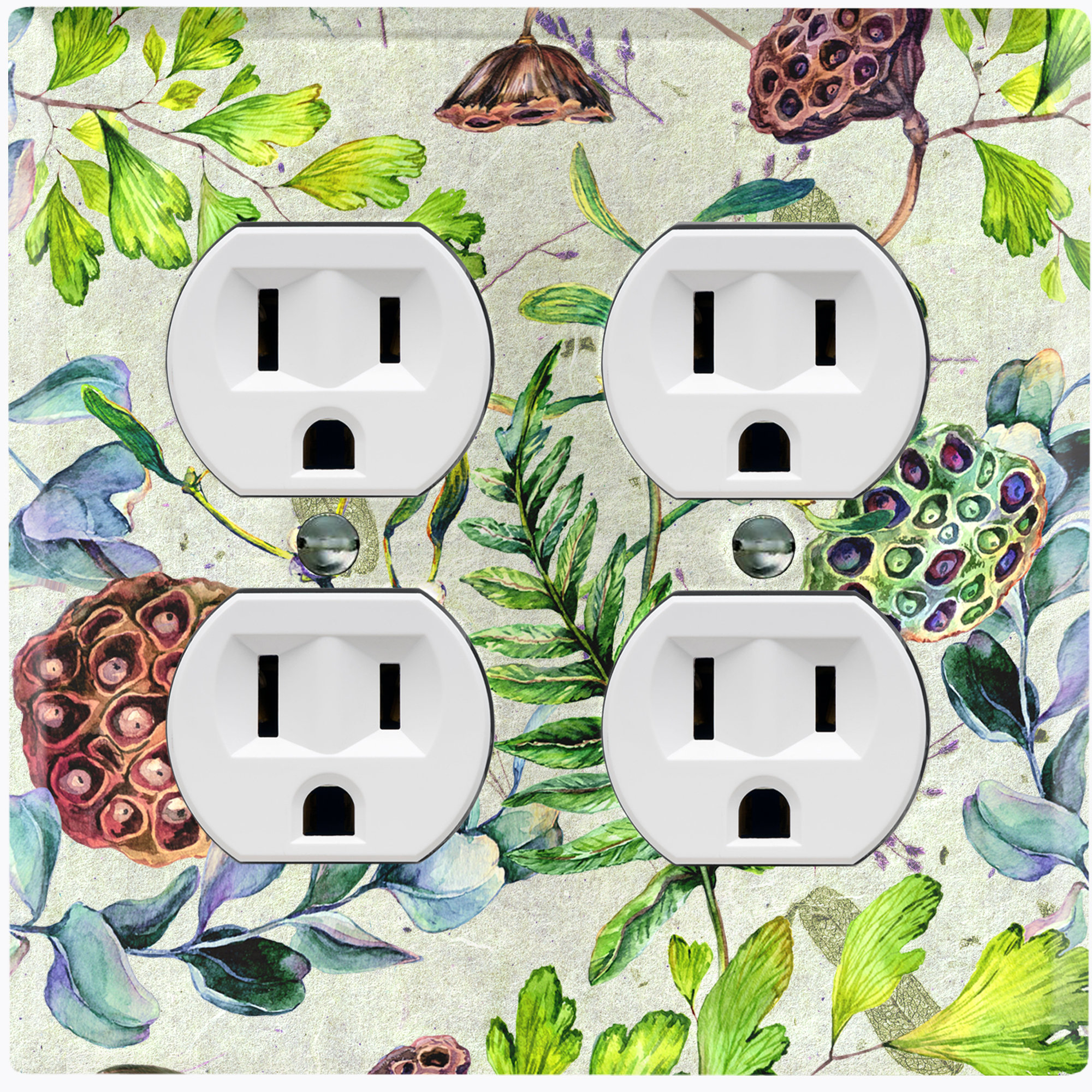 WorldAcc Metal Light Switch Plate Outlet Cover (Cotton Flower Root Leaf ...