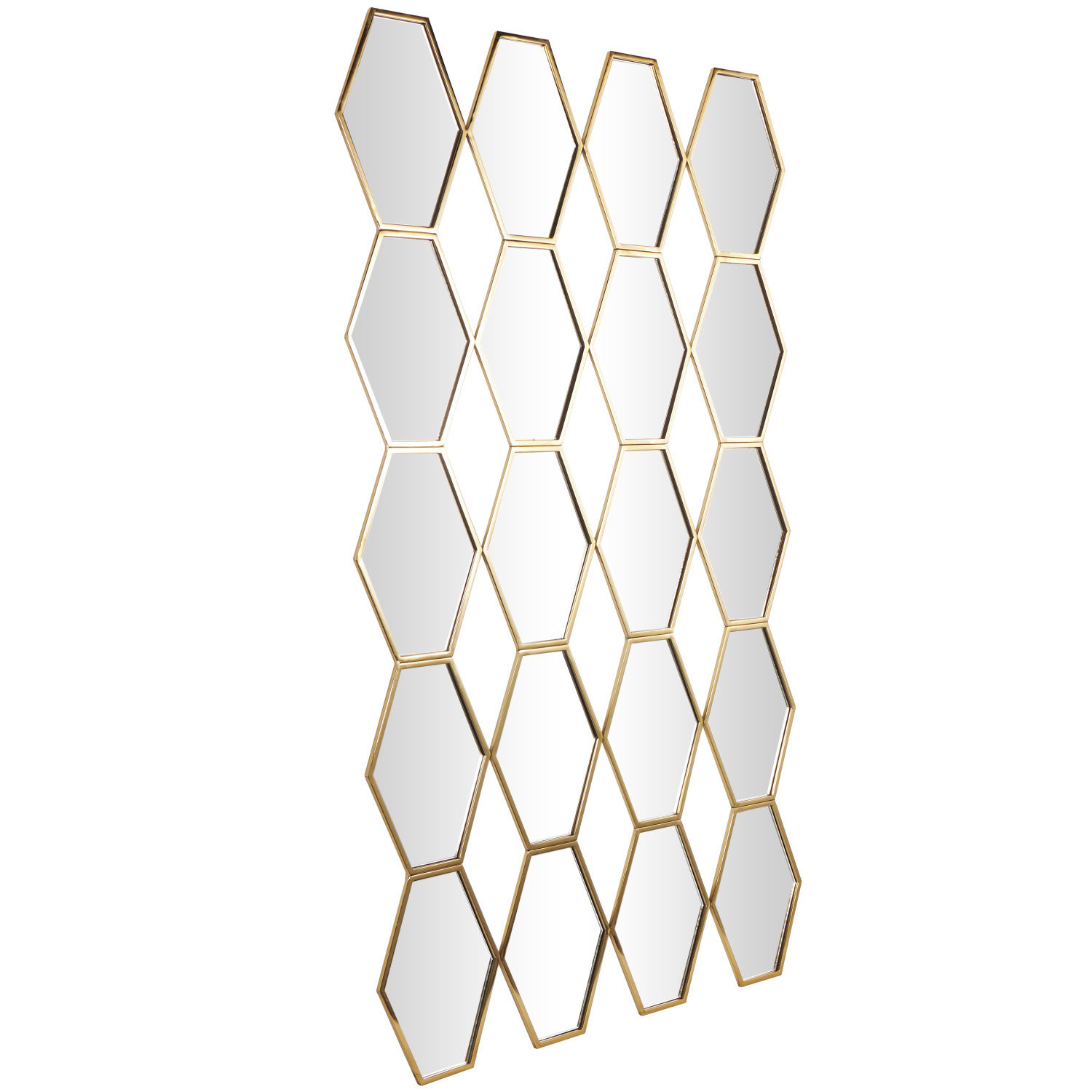 Mercer41 Mahnaz Metal Gold Wall Mirror with Diamond and Hexagon Shaped ...