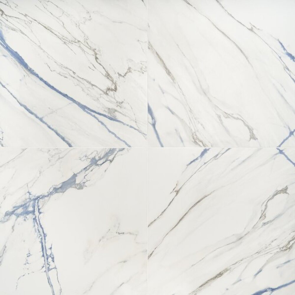 Bond Tile SAMPLE - Calacatta Indigo Matte Porcelain Floor and Wall Tile ...
