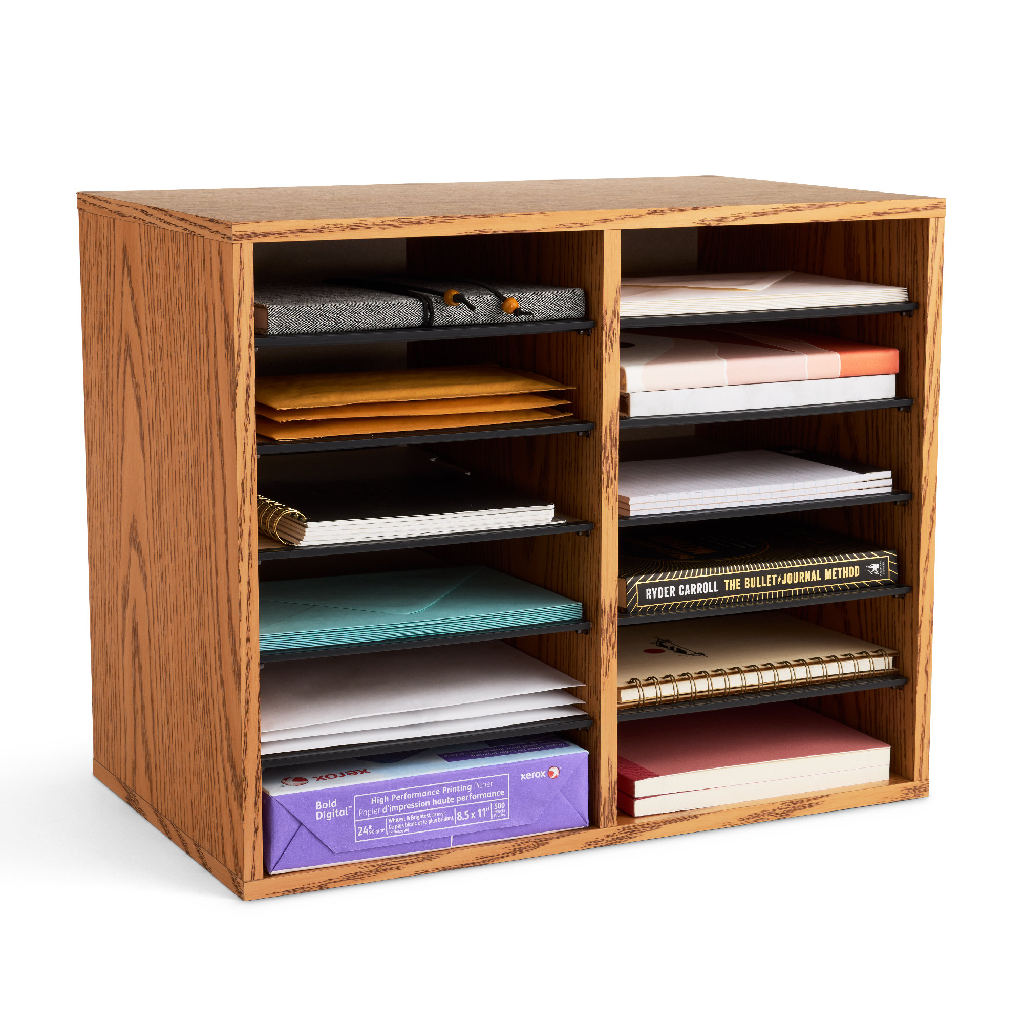 Safco Products Wood Adjustable-Compartment Literature Organizer ...