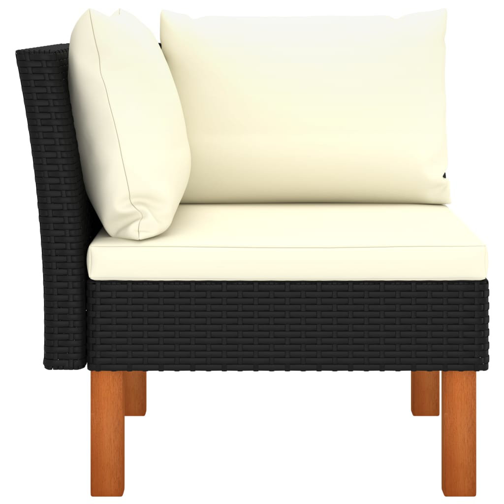 Ebern Designs Corner Sofa Poly Rattan and Solid Eucalyptus Wood ...