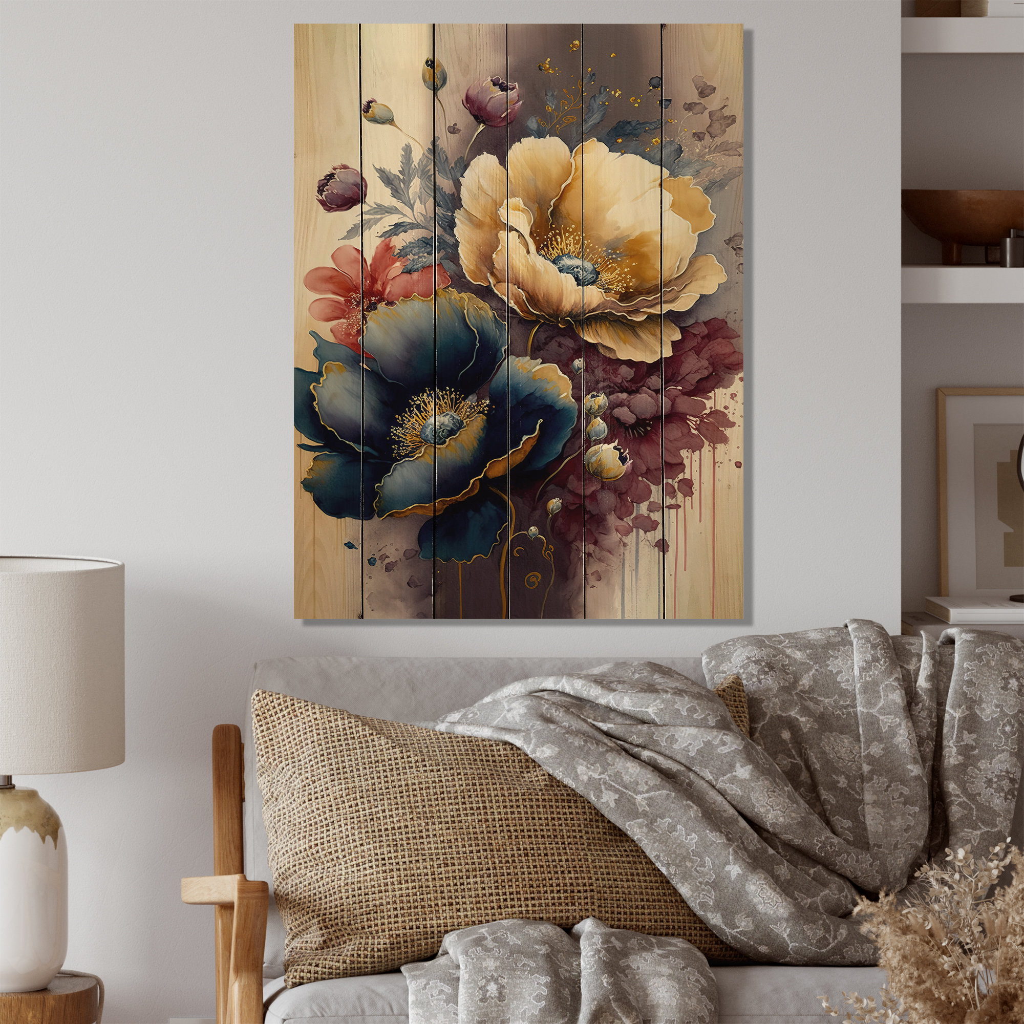 Red Barrel Studio® Night Shade Poppy Floral Design I - Unframed Print ...