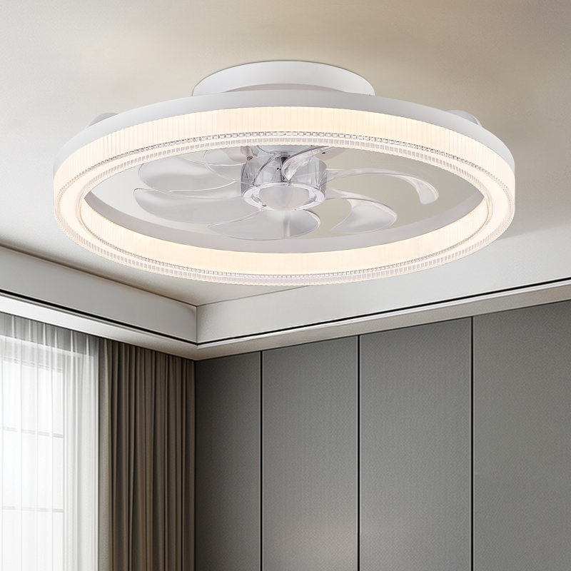 Wrought Studio™ Demaury 20'' Flush Mount Dimmable Ceiling Fan with LED ...