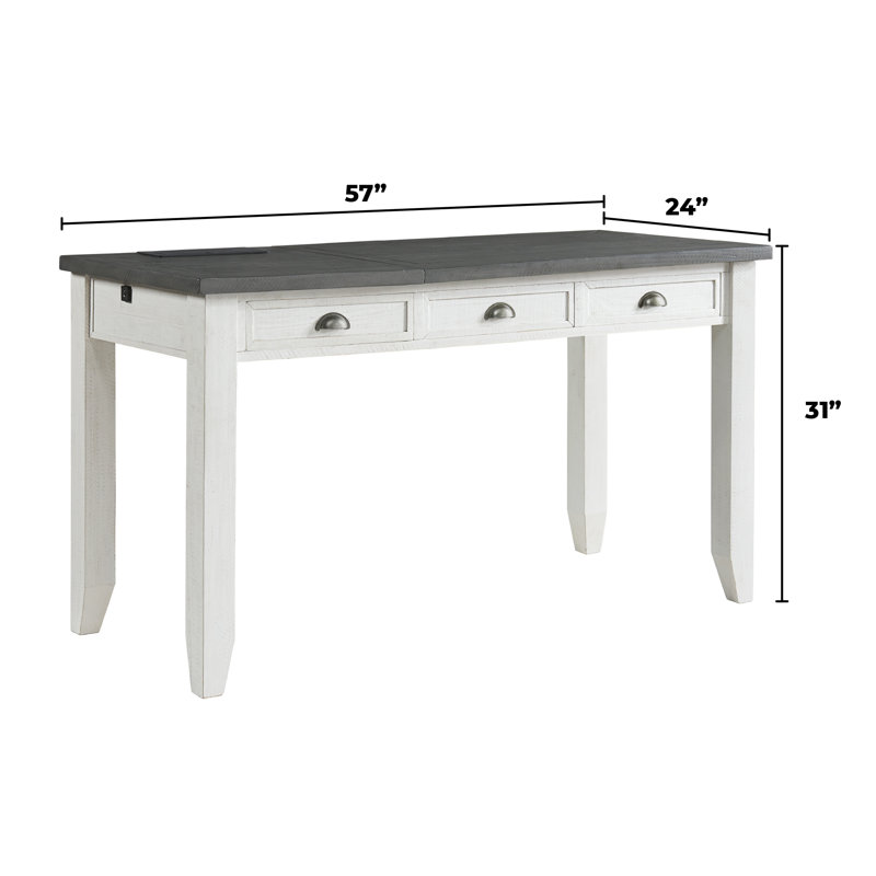Lark Manor™ Holliman Solid Wood Height Adjustable Desk with Built in ...