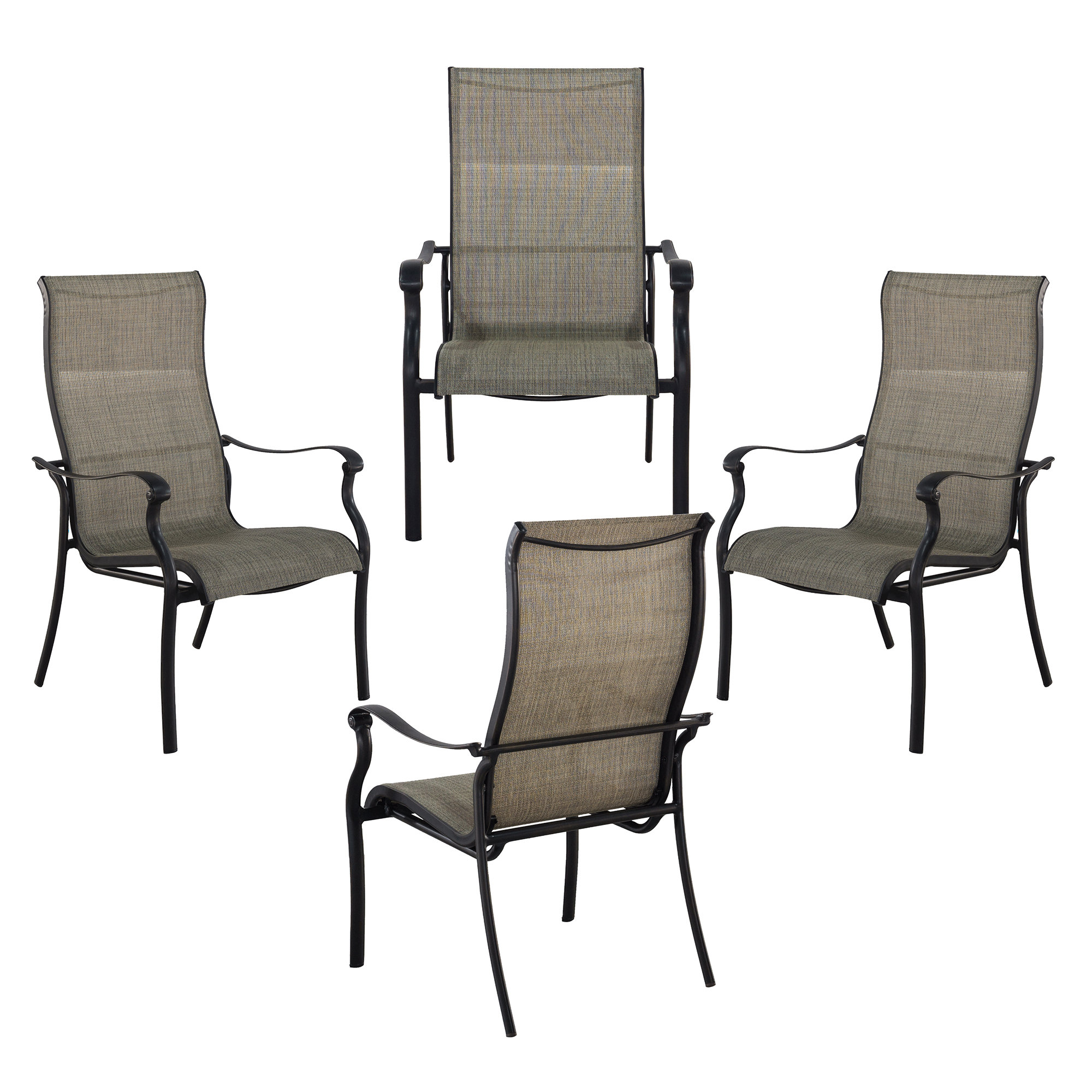 CASAINC 4 Piece PVC-Coated Polyester Fabric Cast Aluminum Frame Dining ...