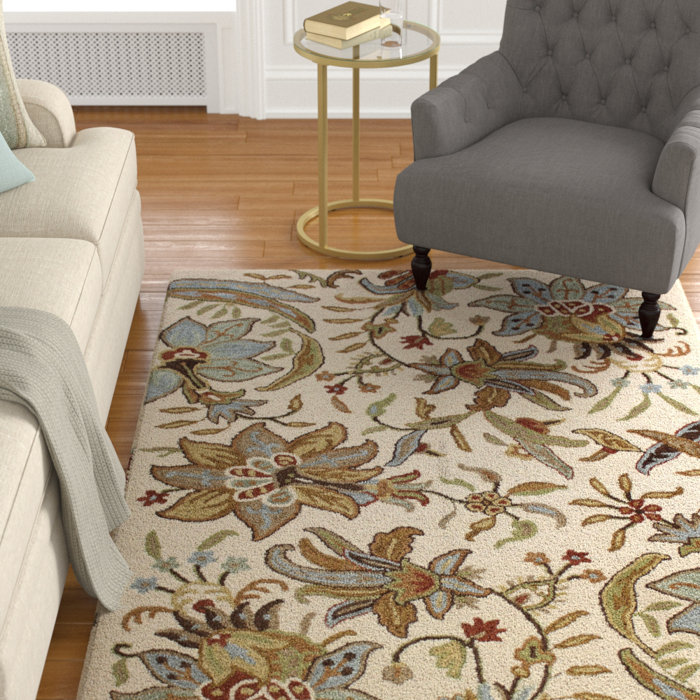 Andover Mills™ Folcroft Hand Tufted Wool Floral Rug & Reviews | Wayfair