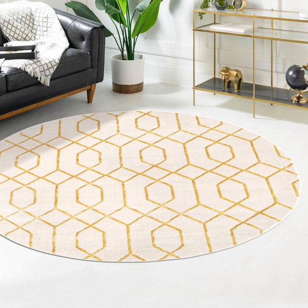 Mercer41 Corando Geometric Ivory/Gold Area Rug & Reviews | Wayfair