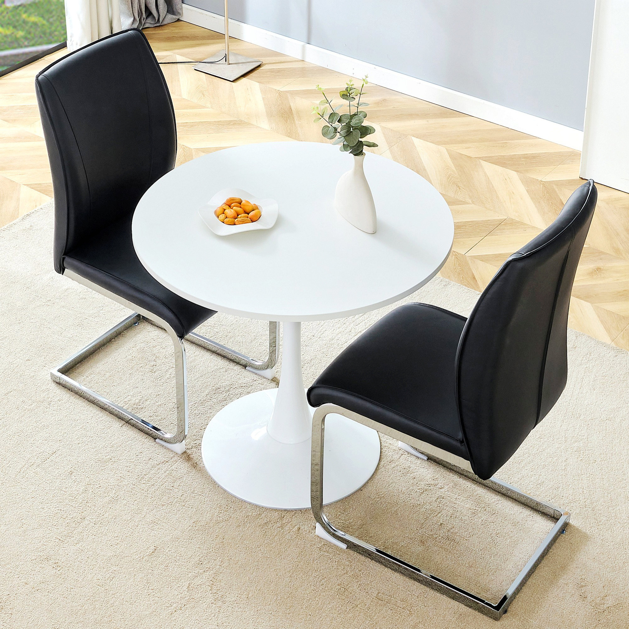 Ivy Bronx Small Round Table Set 2 Chairs With Metal Leg Wayfair