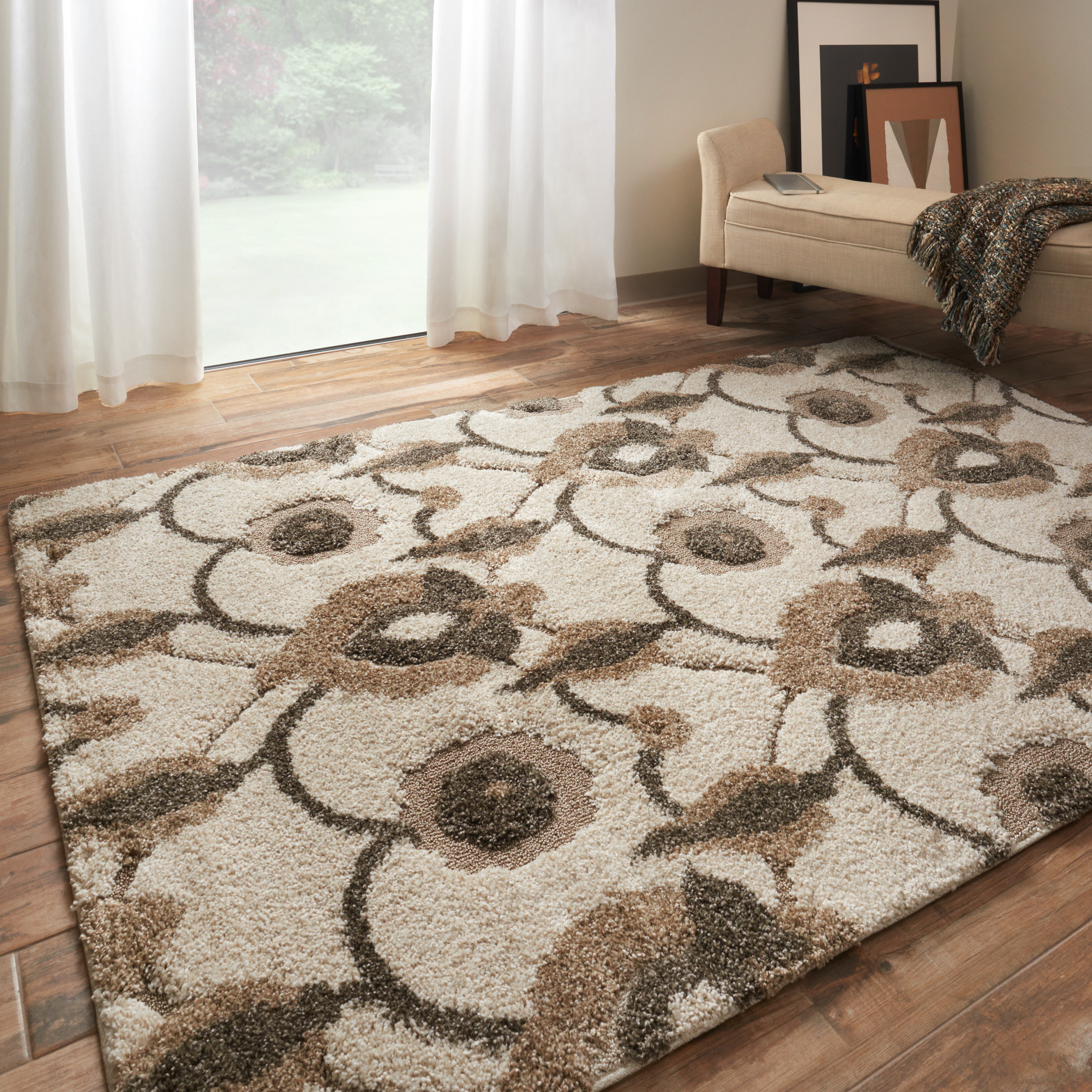 Wrought Studio™ Dania Brown/Beige Area Rug | Wayfair