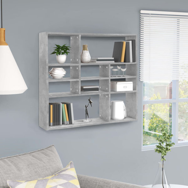 Latitude Run Concrete Grey Wall Shelves - 90X16x78 Cm, Engineered Wood ...