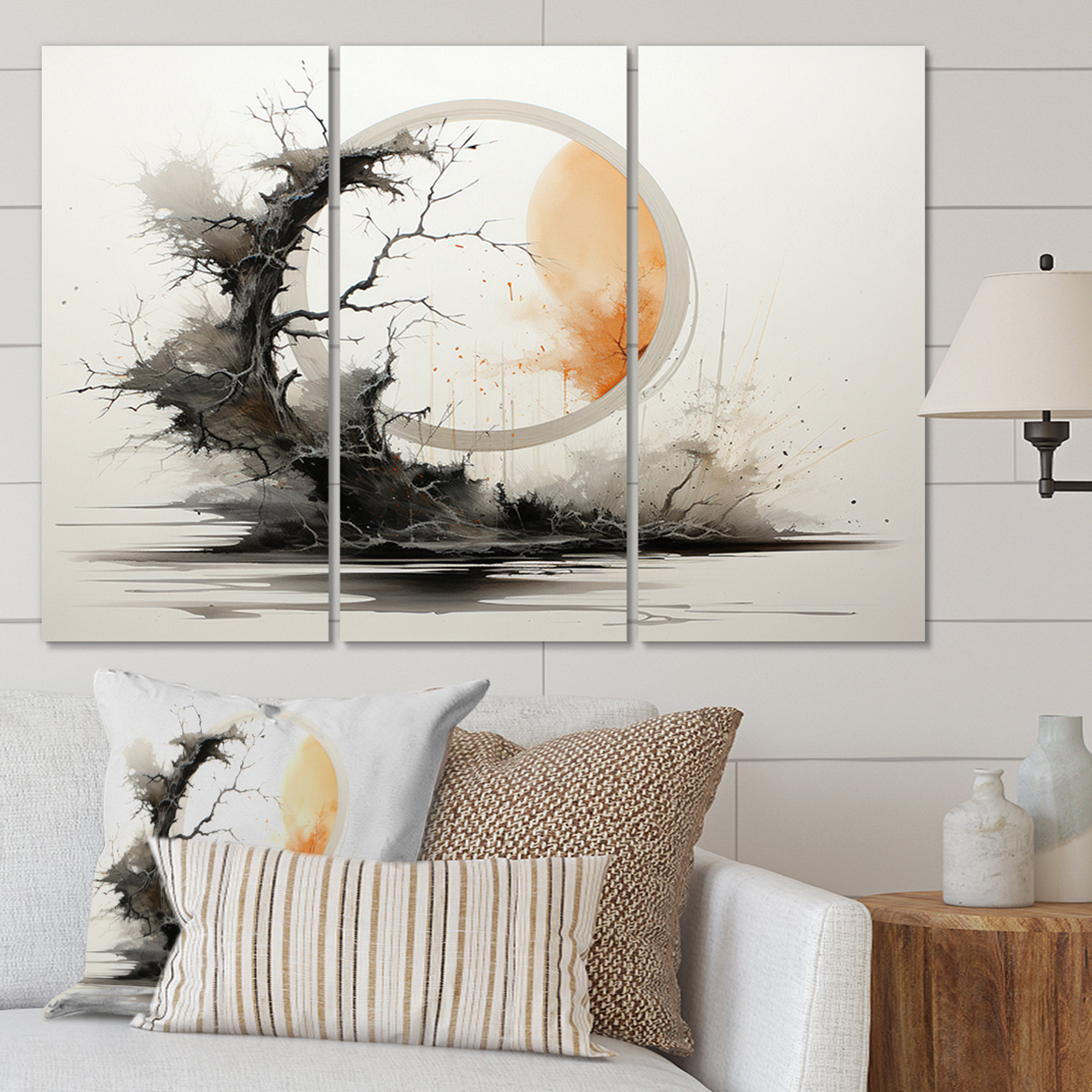 Wrought Studio™ Gray Coral Buddhist Art Enso Enlightenment - 3 Piece ...